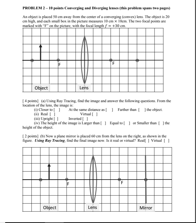 problem 2 10 points converging and diverging lenses this problem spans ...