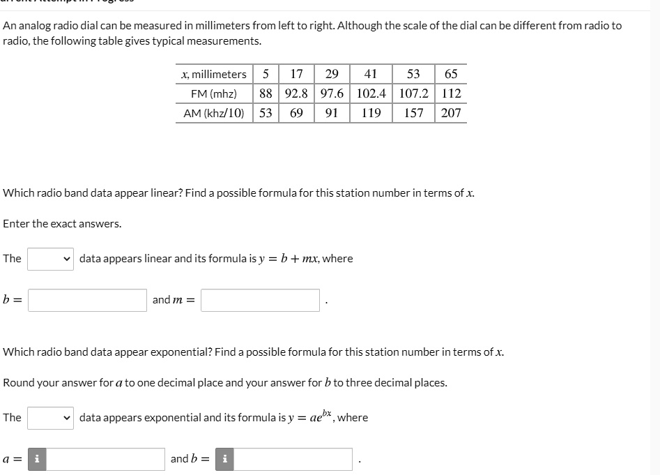 SOLVED: An analog radio dial can be measured in millimeters from left ...