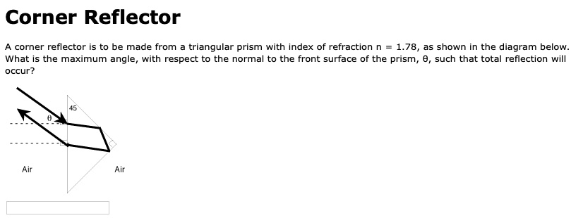 SOLVED: Corner Reflector corner reflector is to be made from triangular ...