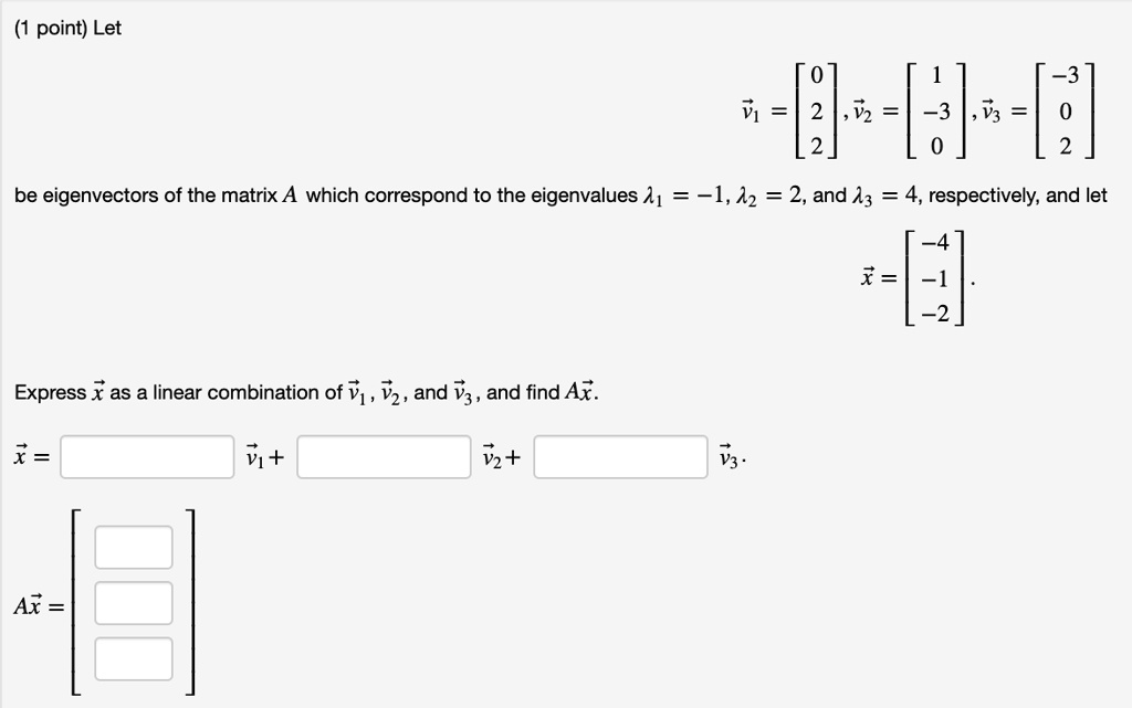 Solvedpoint Let V1 Vz Li V3 Be Eigenvectors Of The Matrix A Which 1575