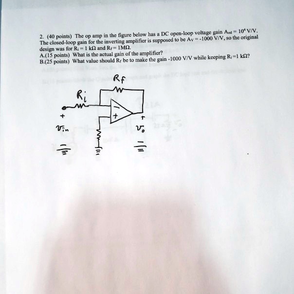 Solved 240 Points The Op Amp In The Figure Below Has A Dc Open Loop Voltage Gain Ao10vv The