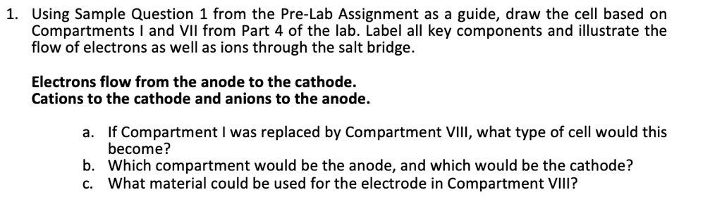 1. Using Sample Question 1 from the Pre-Lab Assignment as a guide, draw the cell based on ...