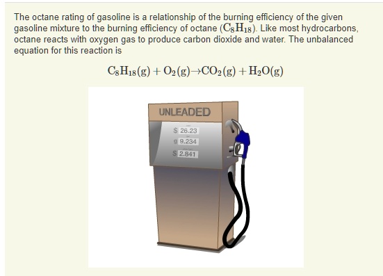 SOLVED: The octane rating of gasoline is relationship of the burning ...