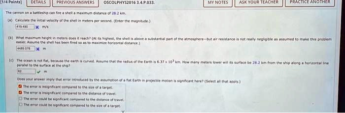 SOLVED: Texts: [1/4 Points] DETAILED PREVIOUS ANSWERS O5COLPHYS20163.4 ...
