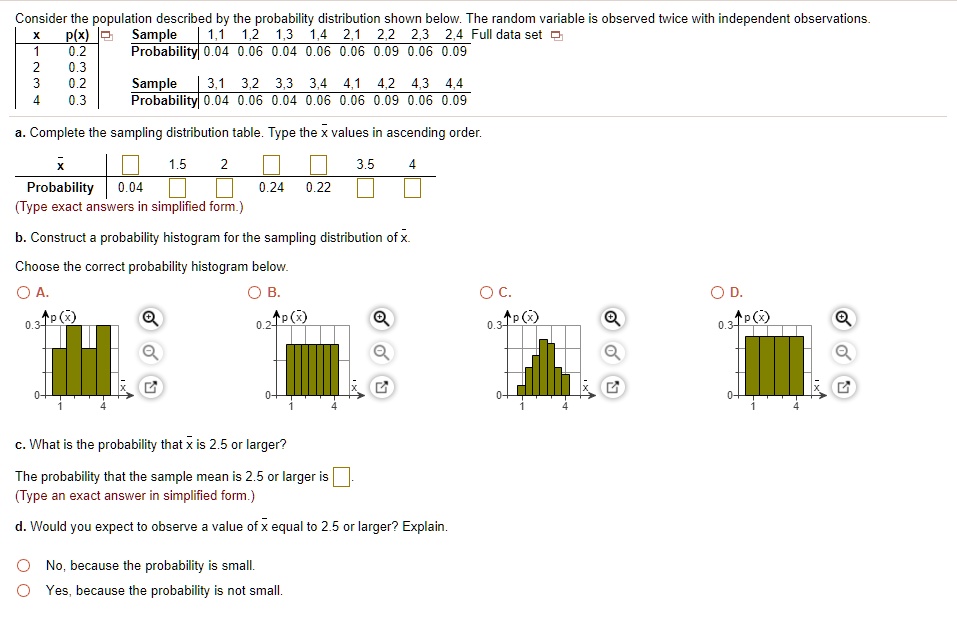 SOLVED: Consider the population described by the probability distribution shown below: The ...