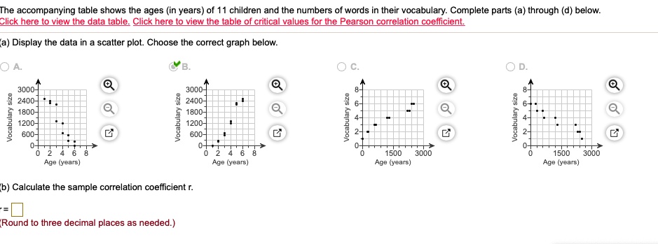 the accompanying table shows the ages in ears of 11 children and the ...