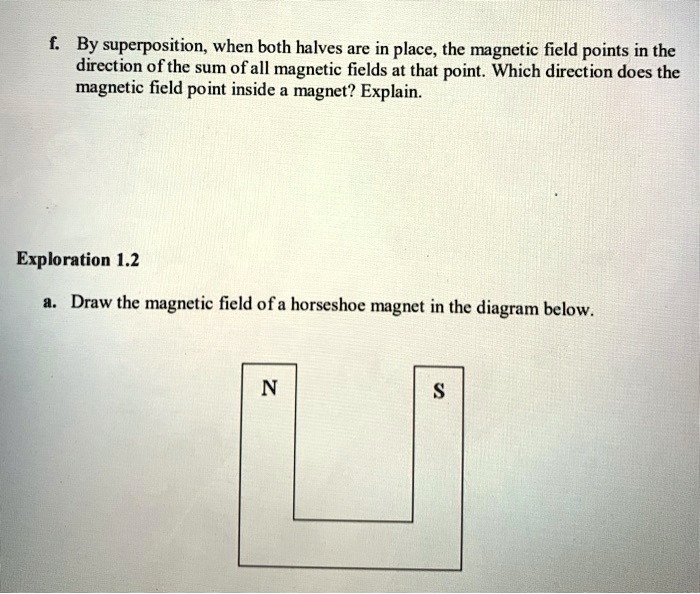 by superposition when both halves are in place the magnetic field points in the direction of the ...