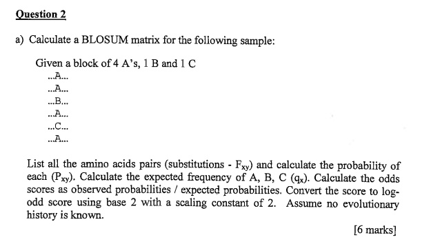 SOLVED: This is Bioinformatics Algorithm 1 subject. Question 2 a ...