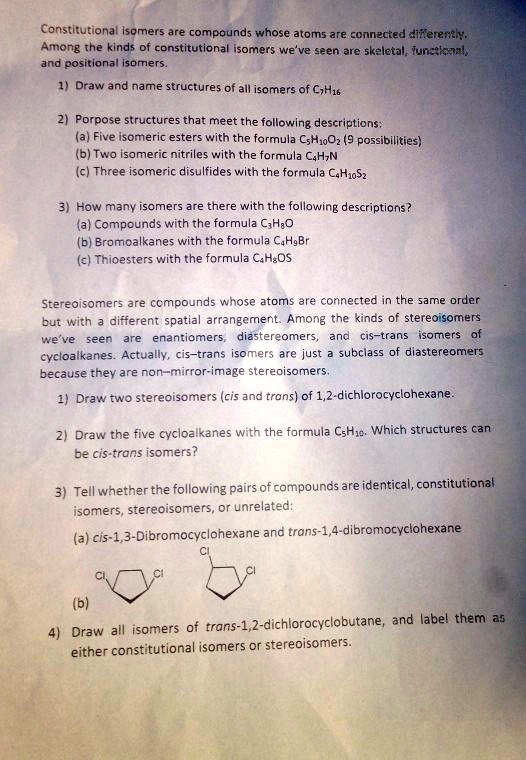 SOLVED: Constitutional Isomers are compounds whose atoms are connected ...