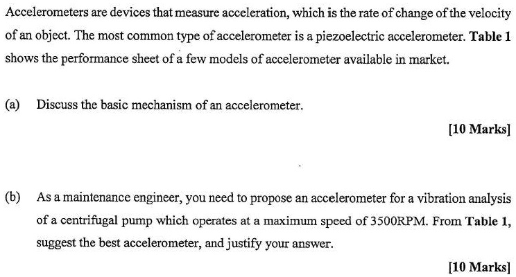 SOLVED: Accelerometers are devices that measure acceleration, which is the rate of change of the ...