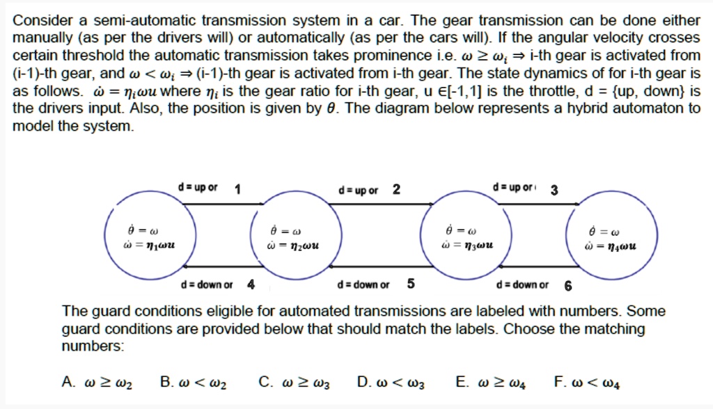 Consider a semi-automatic transmission system in a car. The gear ...