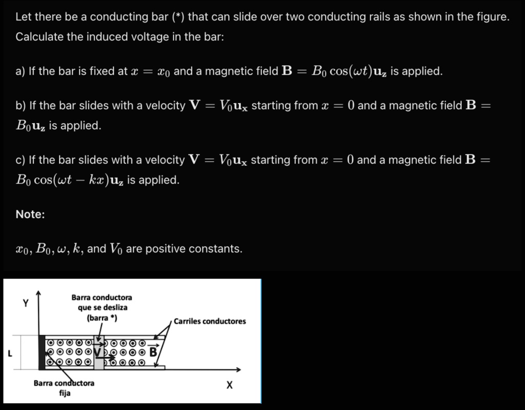 let there be a conducting bar that can slide over two conducting rails as shown in the figure ...