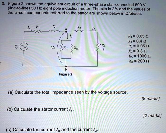 SOLVED: Figure 2 shows the equivalent circuit of a three-phase star-connected 600 V (line-to ...