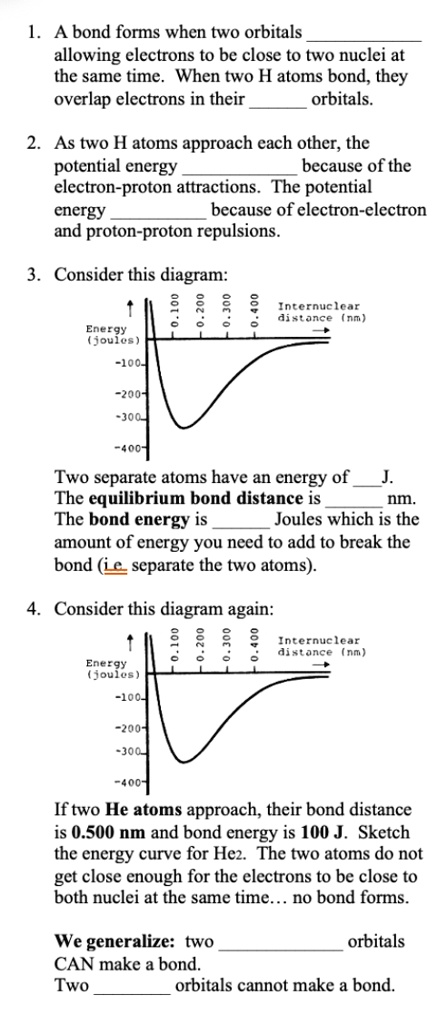 SOLVED: A bond forms when two orbitals allowing electrons to be close to two nuclei at the same ...