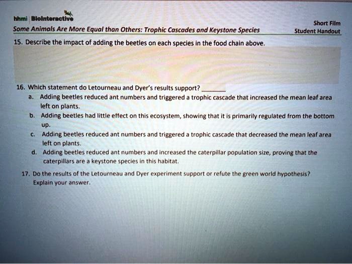 hhmi biolnteractive some animals are more equal than others trophic ...