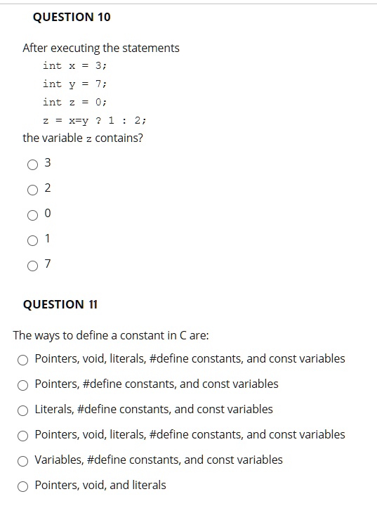 Solved Question 10 After Executing The Statements Int X 3 Int Y 7 Int Z 0 Z Xy 1 2 