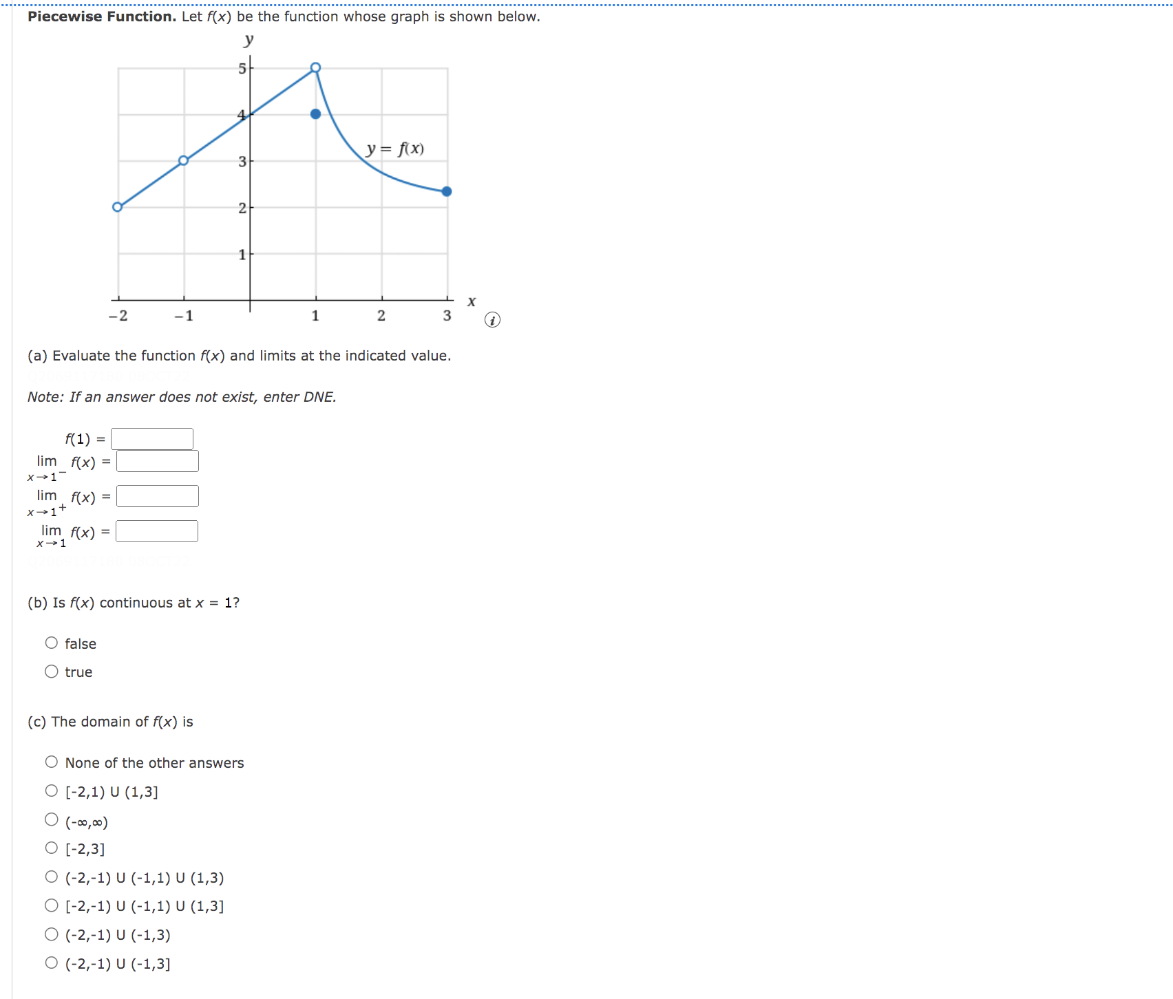 SOLVED: Piecewise Function. Let f(x) be the function whose graph is ...