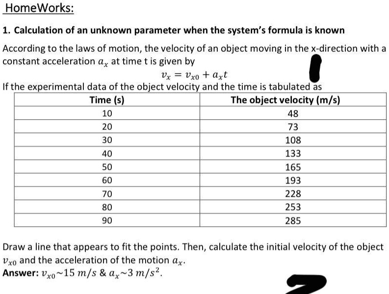 SOLVED: Homeworks: 1. Calculation of an unknown parameter when the ...