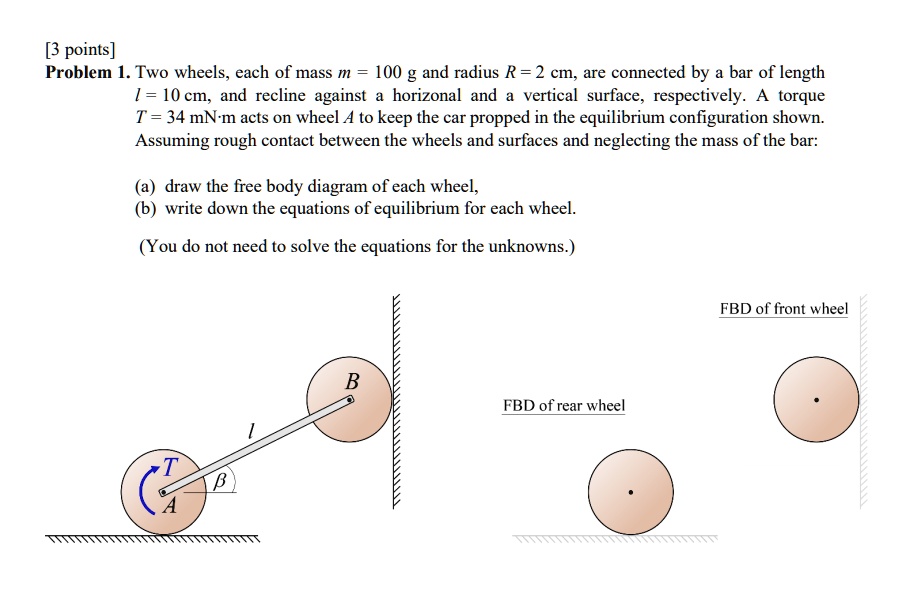 SOLVED: Problem 1: Two wheels, each of mass m = 100 g and radius R = 2 ...