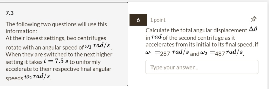 73 1point calculate the total angular displacement 4f inrad of the ...