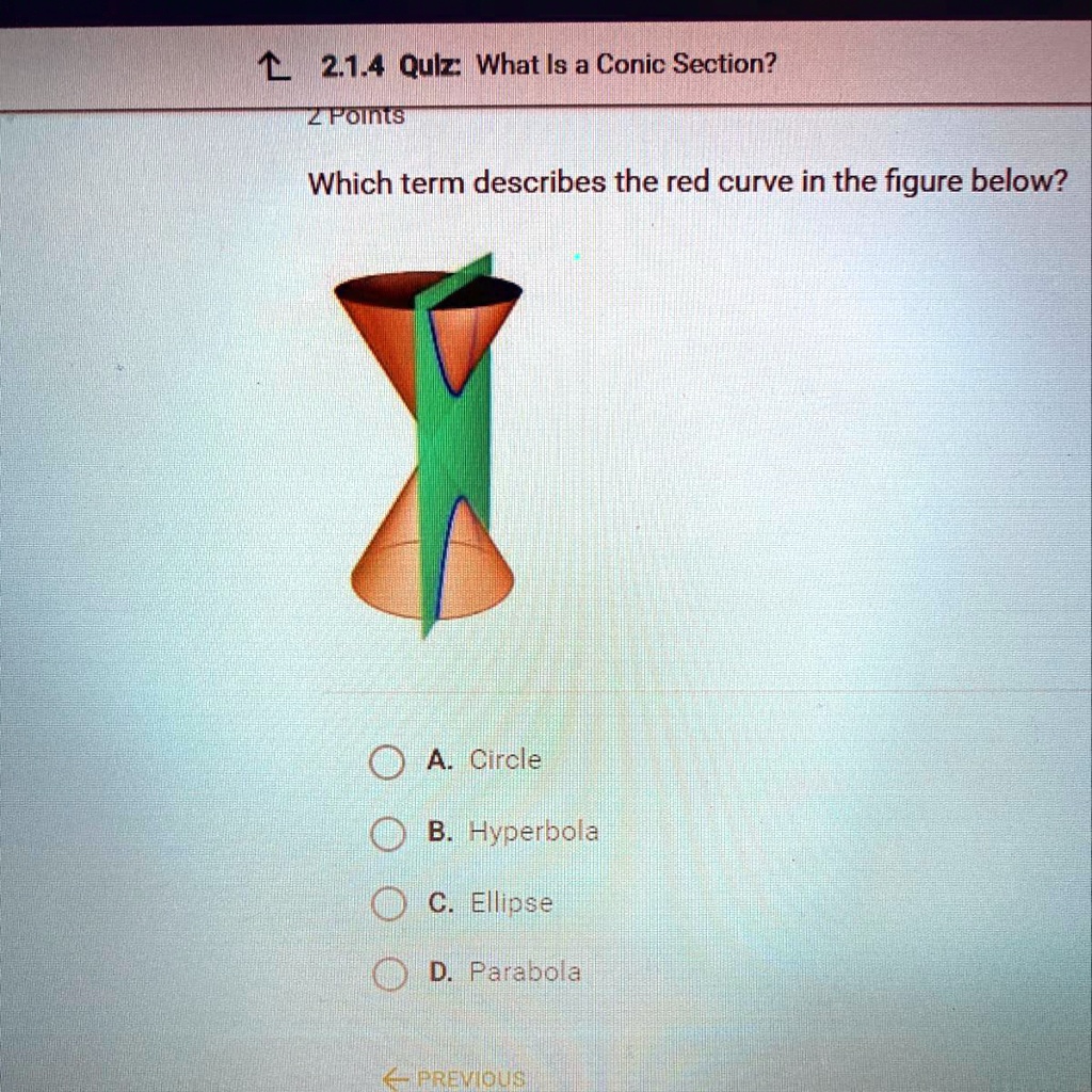 2.1.4 Quiz: What Is a Conic Section? 2 Points Which term describes the ...
