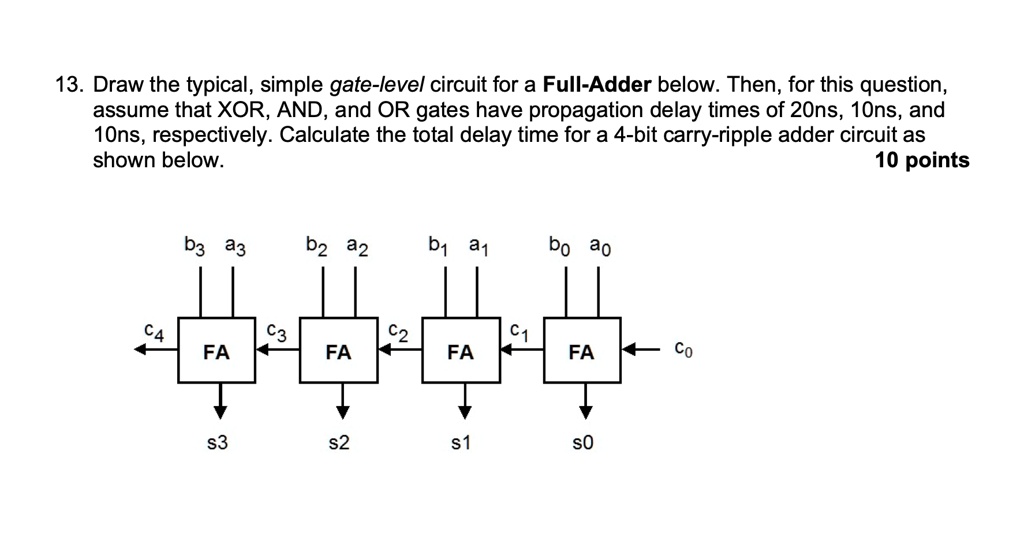Answer all parts of the question. 13. Draw the typical, simple gate-level circuit for a Full ...