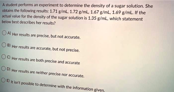A student performs an experiment to determine the density of a sugar ...