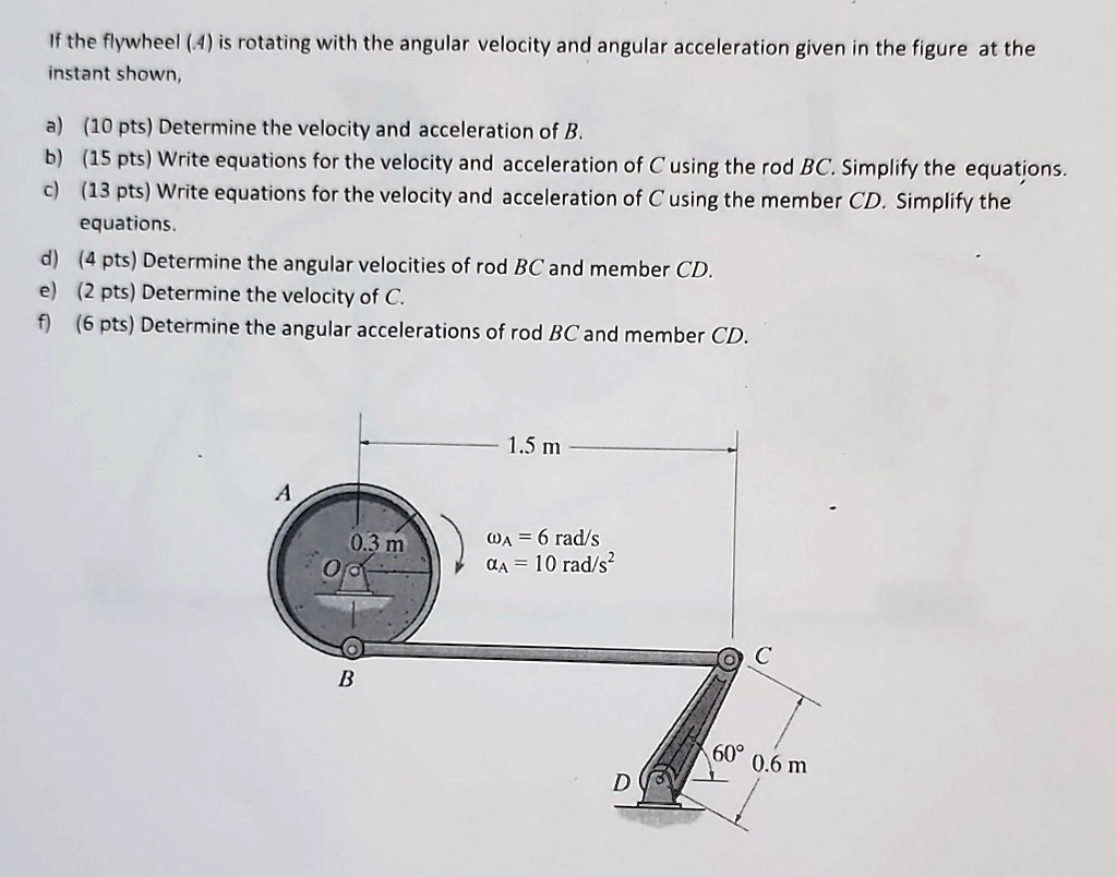 Solved If The Flywheel 4 Is Rotating With The Angular Velocity And Angular Acceleration Given