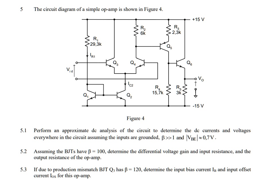 5 the circuit diagram of a simple op amp is shown in figure 4 figure 4 51 perform an approximate ...