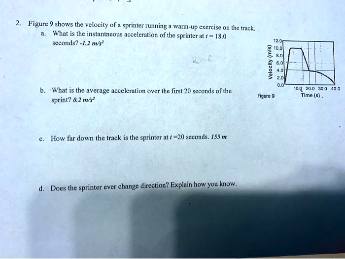SOLVED: Figure = shows the velocity of sprinter running = warm-up ...
