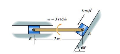 SOLVED: A) Set up the relative acceleration equation between points A and B 6 m/s =3 rad/s 2 m 60