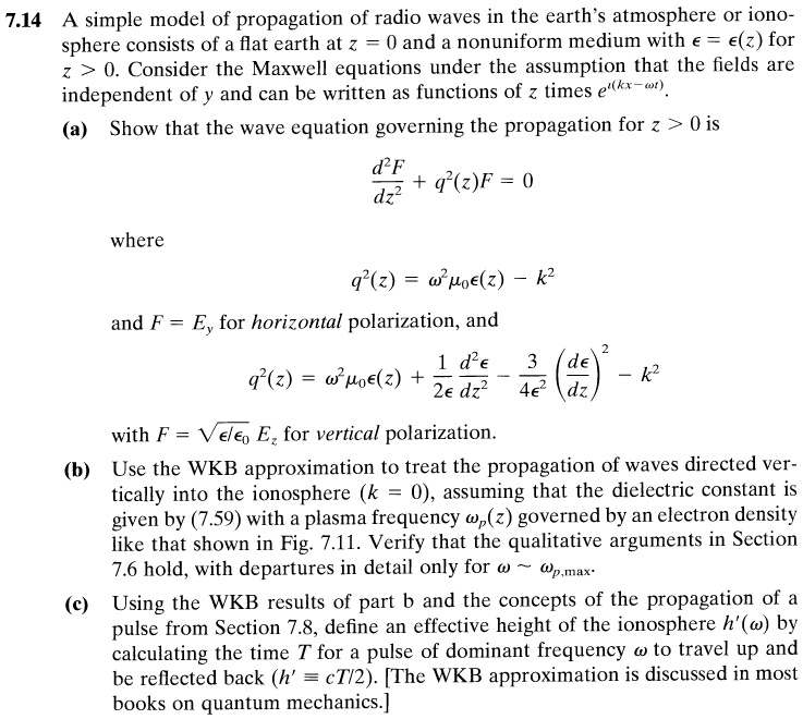 SOLVED: 7.14 A simple model of propagation of radio waves in the earth ...