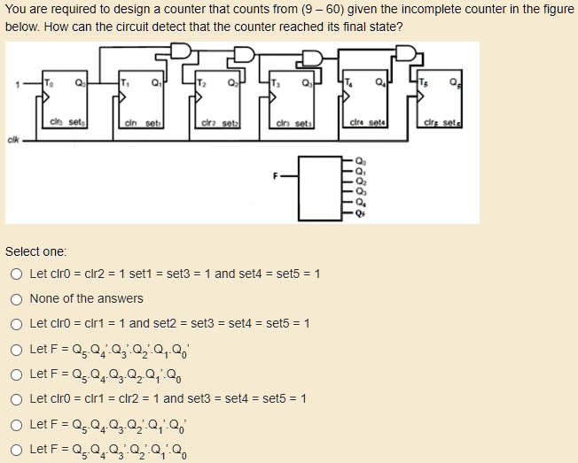 SOLVED: You are required to design a counter that counts from (9-60) given the incomplete ...