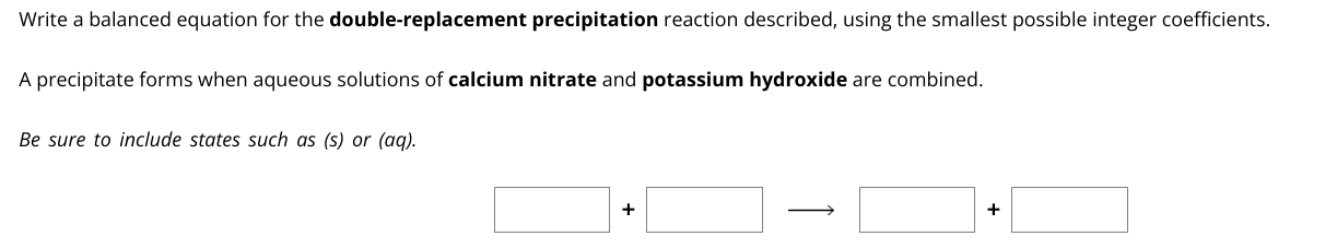 Write a balanced equation for the double-replacement precipitation ...