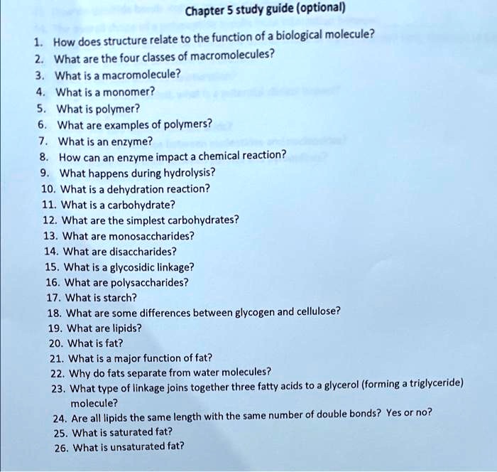 SOLVED: Chapter 5 study guide (optional) How does structure relate to ...