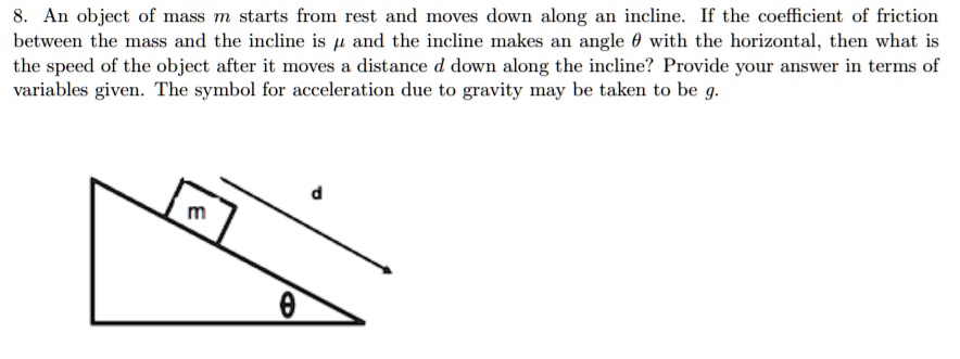 SOLVED: An object of mass mstarts from rest and moves down along an ...