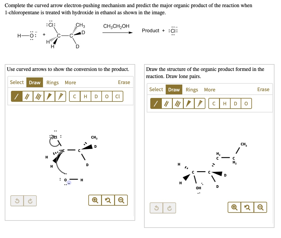 SOLVED: Complete the curved arrow electron-pushing mechanism and ... SOLVED: Complete the curved arrow electron-pushing mechanism and ...
