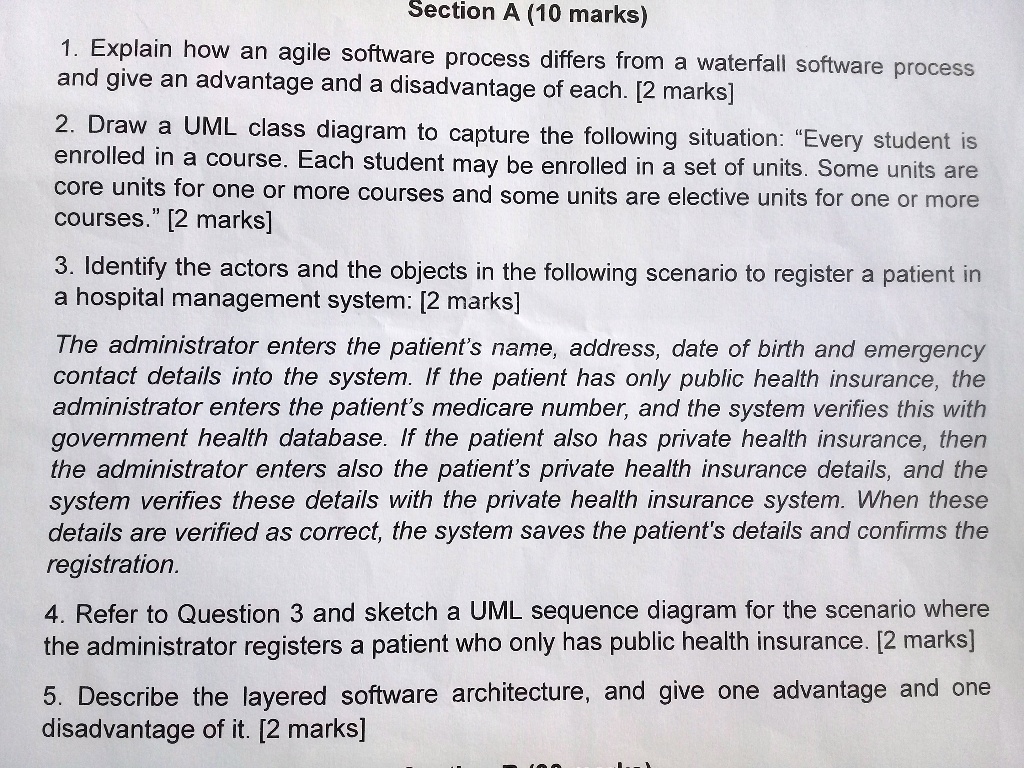 Solved 1 Explain How An Agile Software Process Differs From A 4985