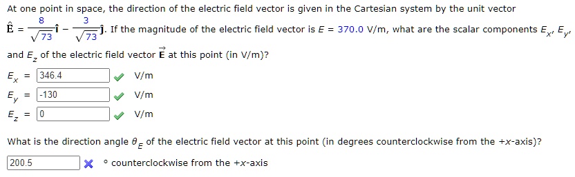 At one point in space, the direction of the electric field vector is ...