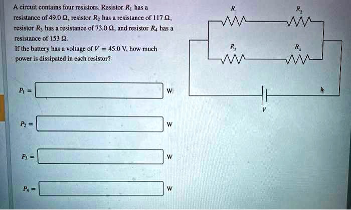 SOLVED: A circuit contains four resistors. Resistor R has a resistance ...