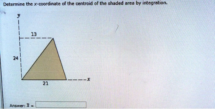Determine the x-coordinate of the centroid of the shaded area by ...