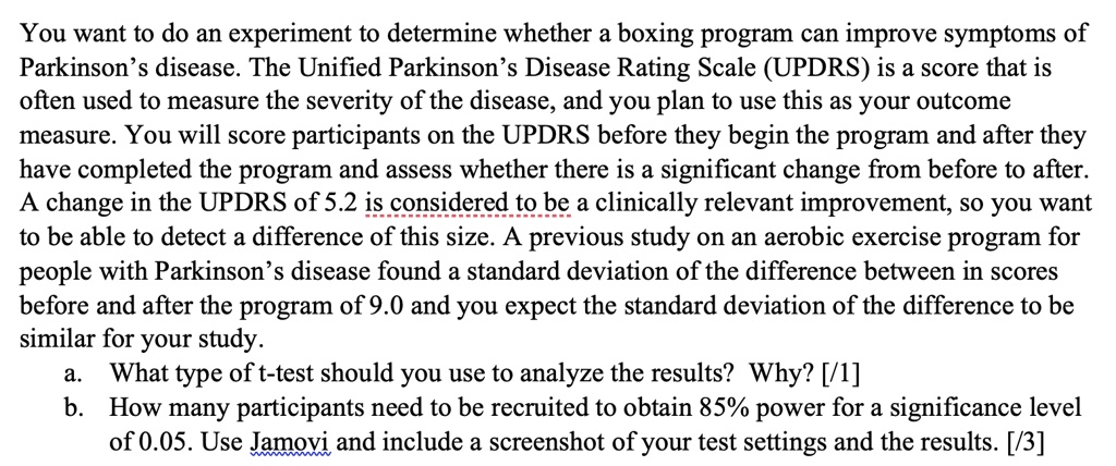 SOLVED: You want to do an experiment to determine whether a boxing ...