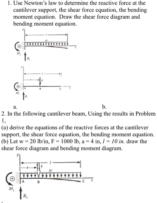 1. Use Newton's law to determine the reactive force at the cantilever ...