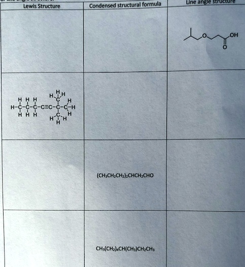 Lewis Structure Condensed structural formula Line angle structure HHH H ...