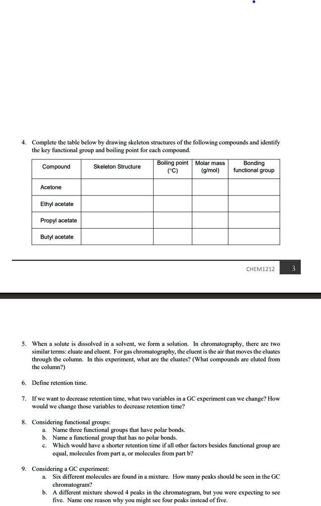 4. Complete the table below by drawing skeleton structures of the ...