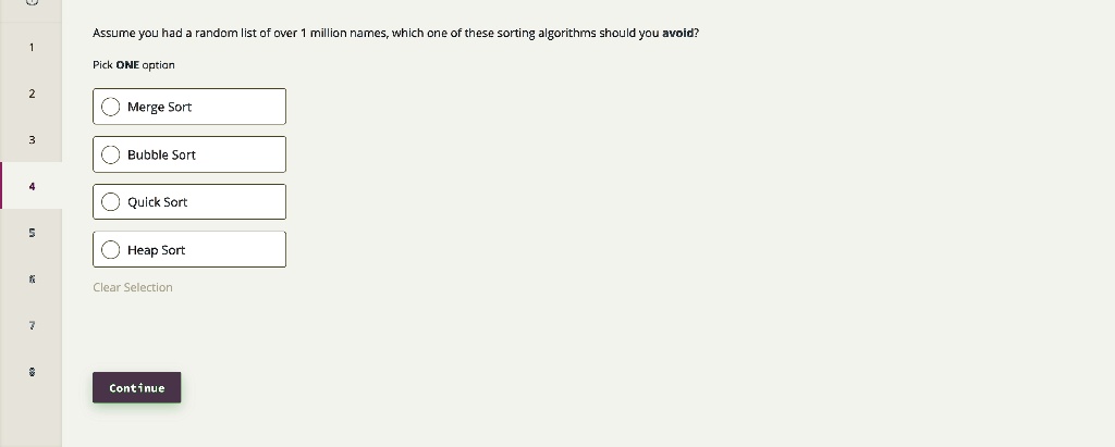 Assume you had a random list of over 1 million names, which one of these sorting algorithms ...