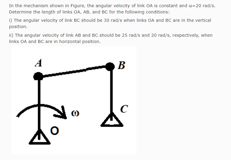 SOLVED: In the mechanism shown in Figure, the angular velocity of link OA is constant and w = 2Ï ...