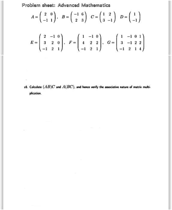 SOLVED: Texts: Problem sheet: Advanced Mathematics A = 2B = c = 3 101 6 ... SOLVED: Texts: Problem sheet: Advanced Mathematics A = 2B = c = 3 101 6 ...
