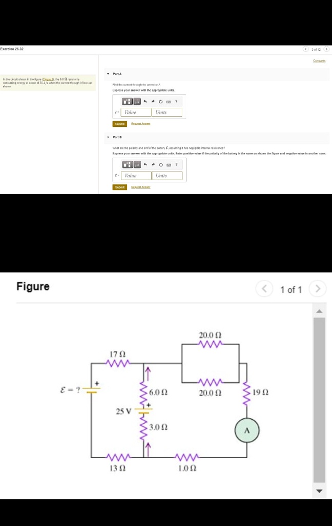 exercise 2632 3 of 12 in the circuit shown in the figure figure 1 the 60 resistor is shown part ...