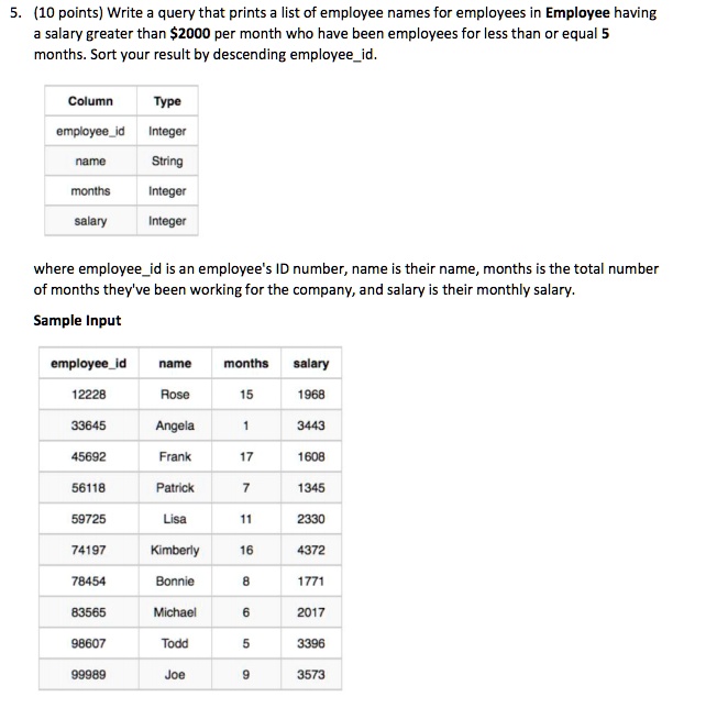 VIDEO solution: Write a query that prints a list of employee names for ...